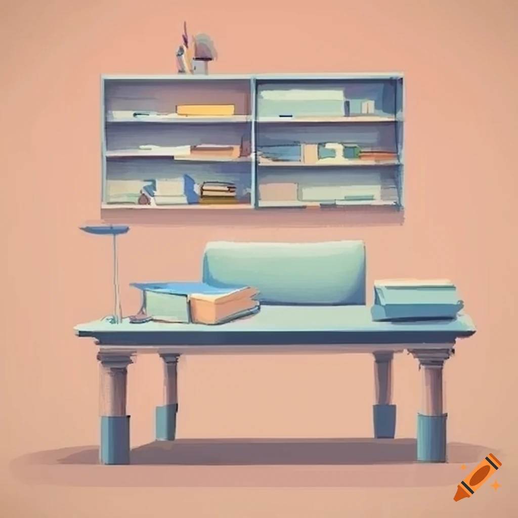 School office drawing in pale colors on Craiyon