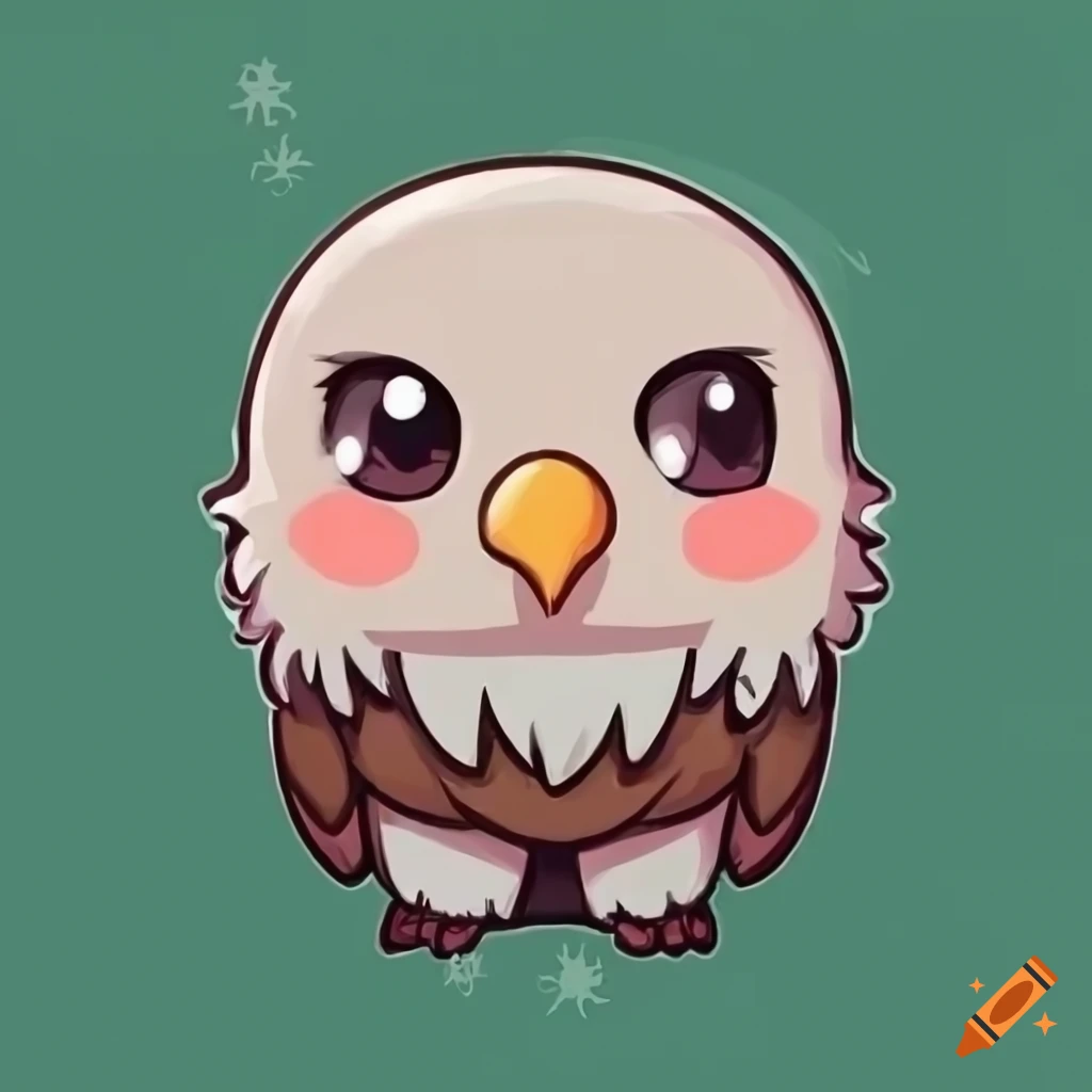 Cute chibi bald eagle illustration on Craiyon