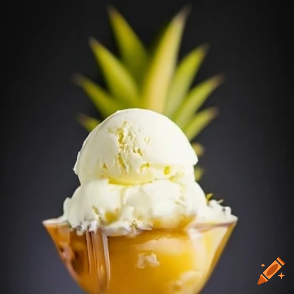 Pineapple ice cream scoop with honey drizzle on Craiyon