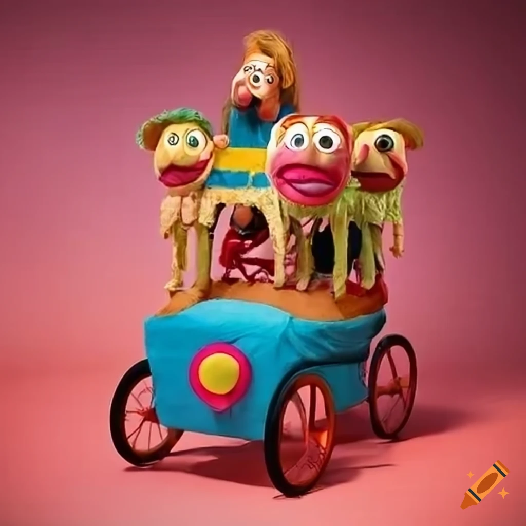 Puppets on big wheels on Craiyon