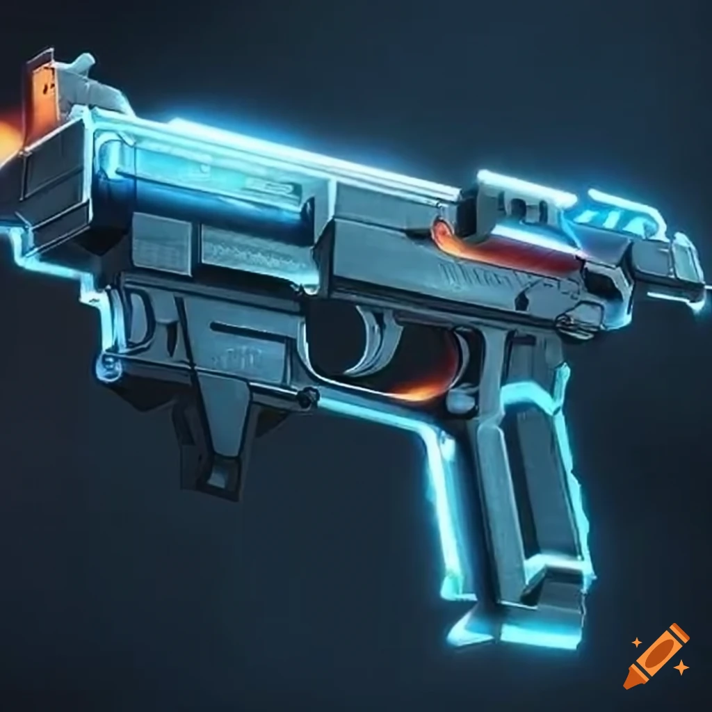 Futuristic image with weapons, pistol, cybernetics, and technology on ...