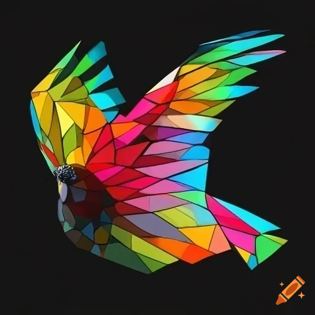 Colorful geometric artwork of a cockatoo on Craiyon