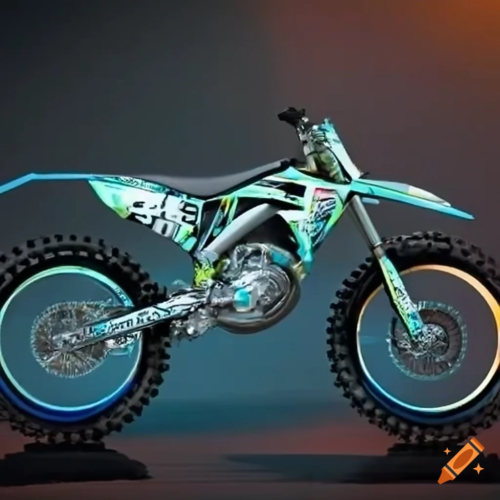 Motocross bike with holographic graphics on Craiyon