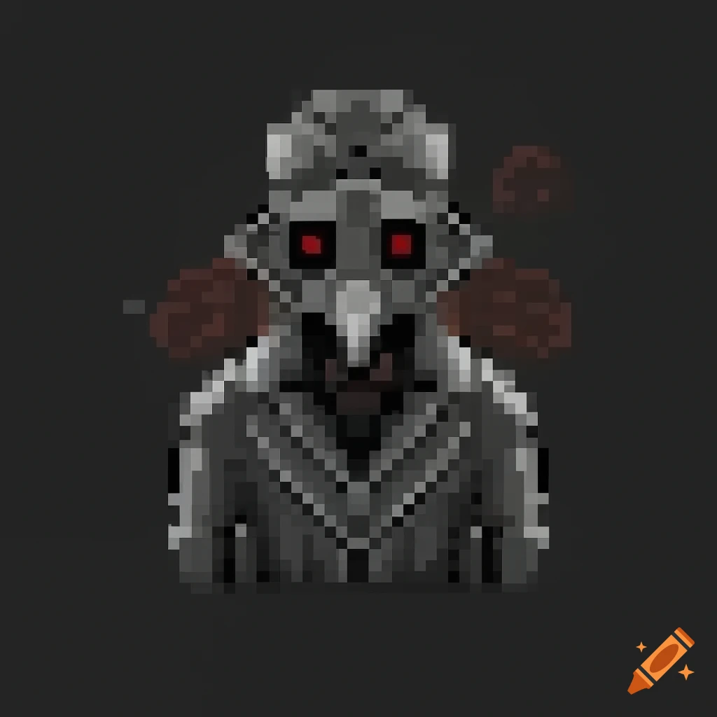 Plague doctor cyberpunk pixel art small logo on Craiyon