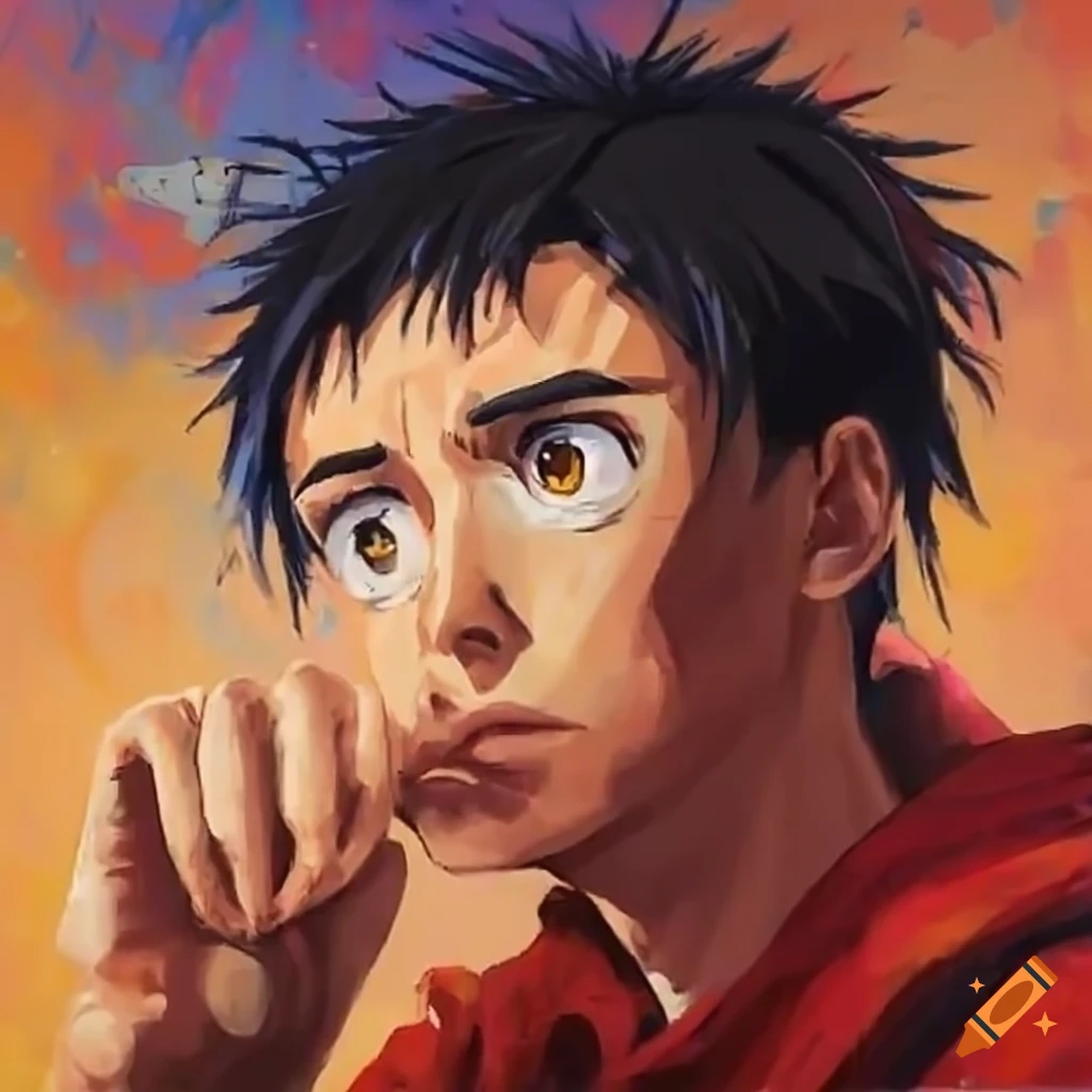 Confused anime man offering a present on Craiyon