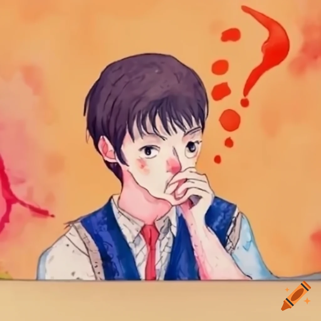 Confused anime man offering a present on Craiyon