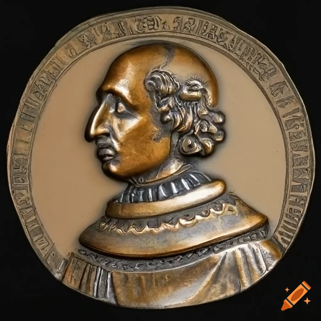 Bronze renaissance medal featuring a nobleman with latin inscription ...