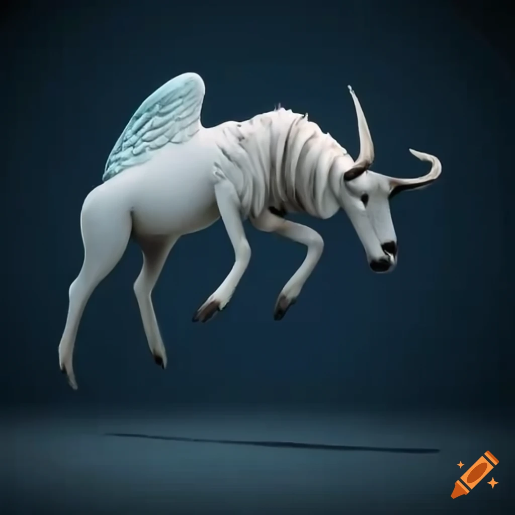 Angel in the form of a white gnu floating in the air on Craiyon
