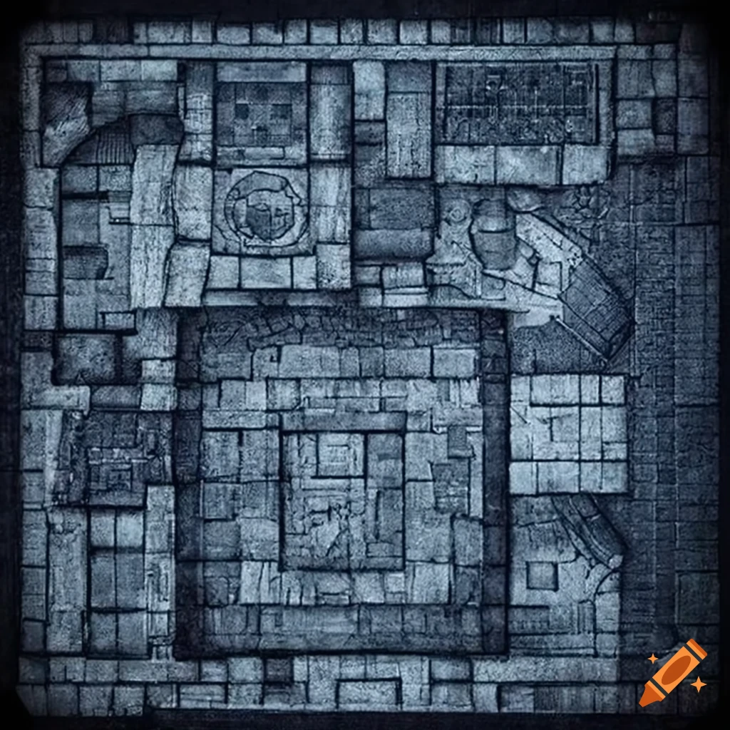 Technical blueprint of battle map castle ellean donan on Craiyon