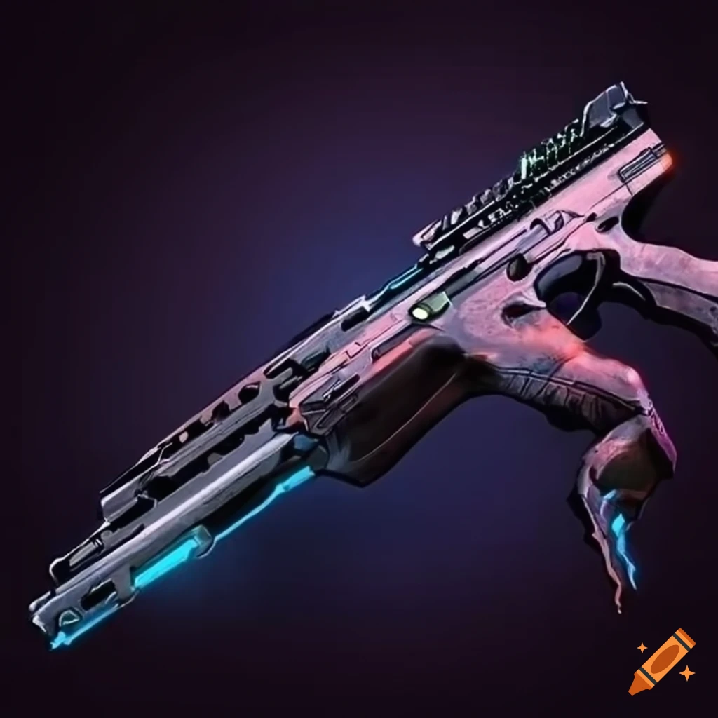 Futuristic pistol with cybernetic technology on Craiyon