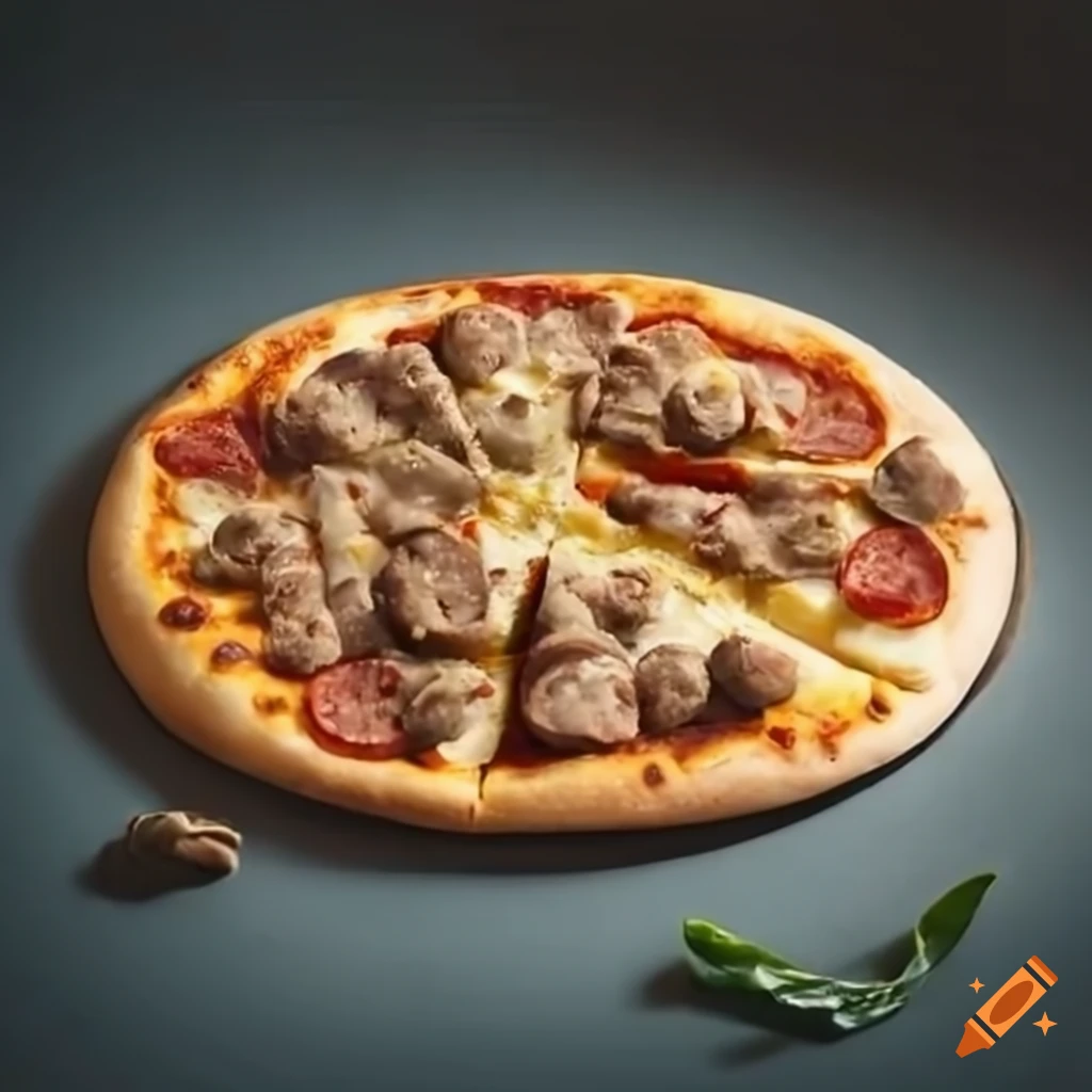 Delicious cheese and sausage pizza on Craiyon
