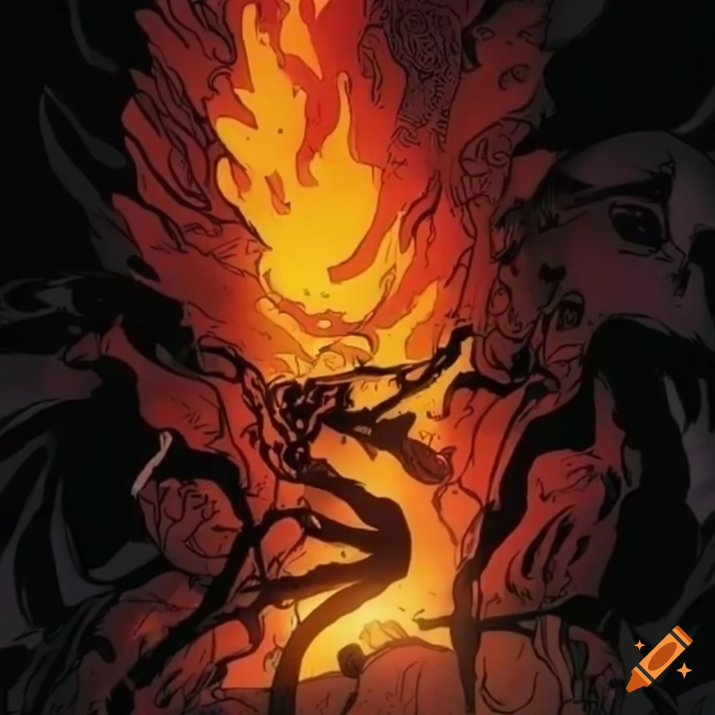 Fire in a comic style on Craiyon