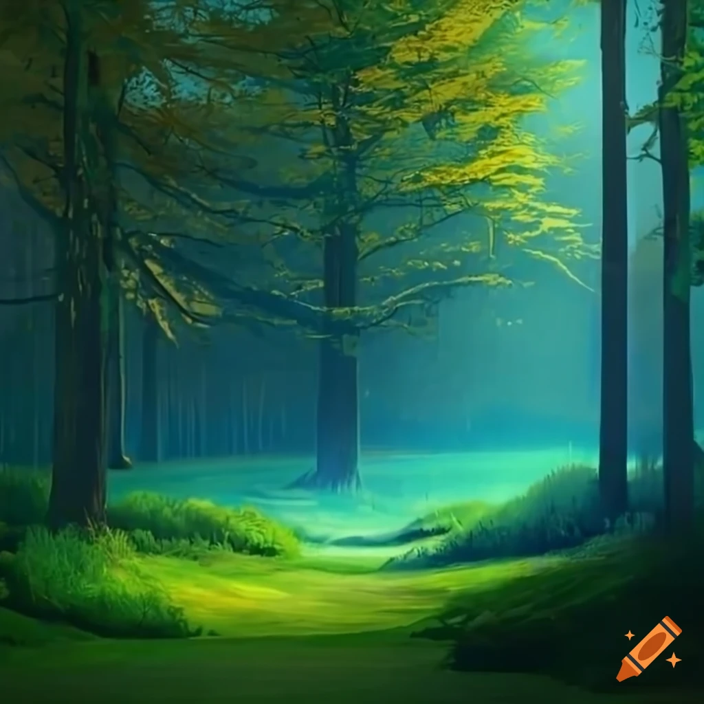 Magical bright forest landscape on Craiyon