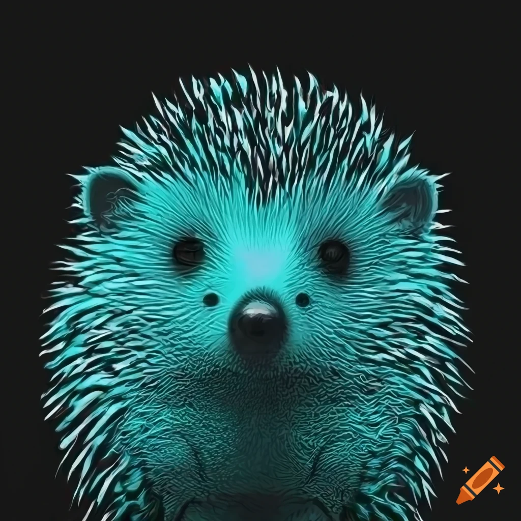 Intricately detailed hedgehog with high contrast and neon colors on Craiyon
