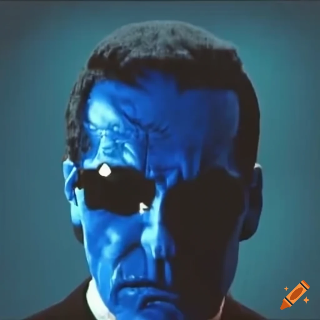 Blue man resembling an fbi agent in vhs style on Craiyon