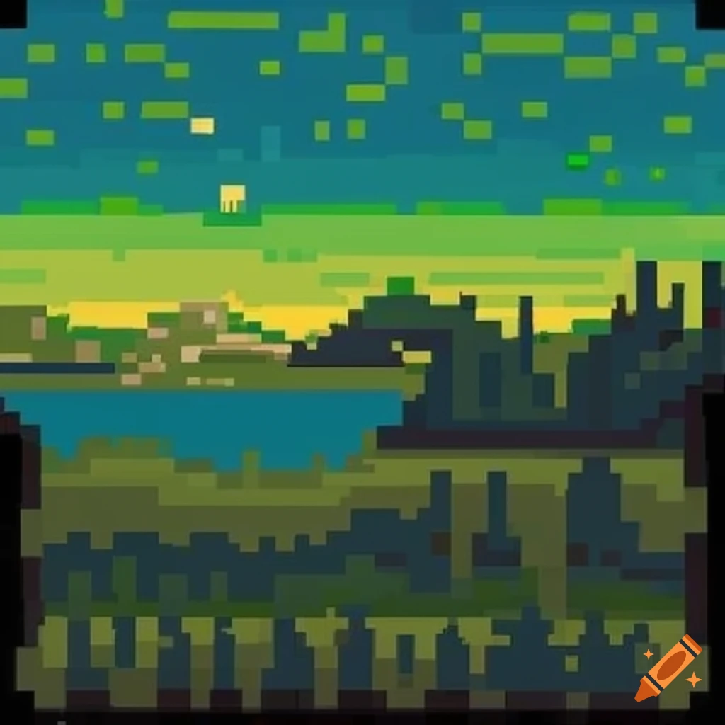 Pixel art landscape on Craiyon