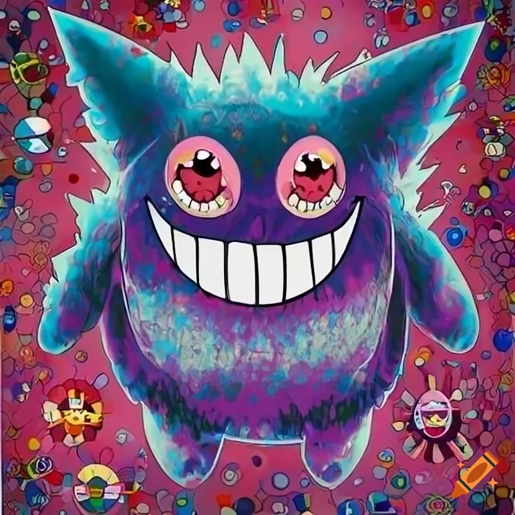 Gengar in takashi murakami style art on Craiyon