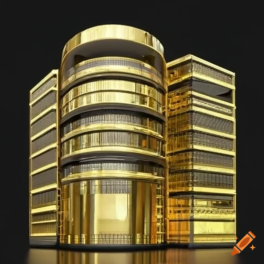 Hyper realistic solid gold office building in 4k resolution on Craiyon