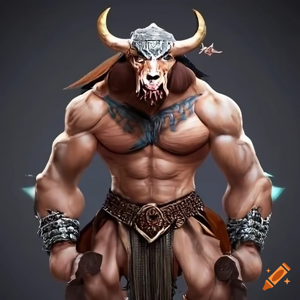 Alan Armored Minotaur Barbarian embodying fierce and nomadic spirit on Craiyon