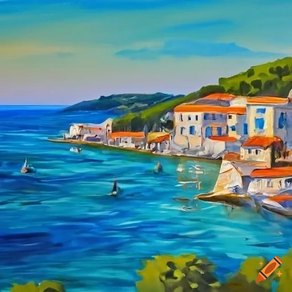Water painting of corfu on Craiyon