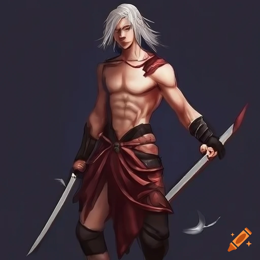 Pretty male fantasy ninja character on Craiyon