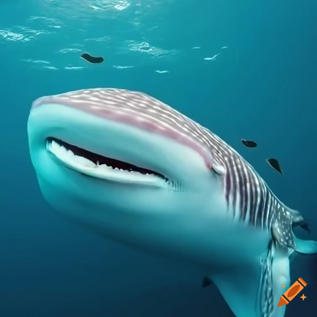 Pink whale shark with teeth on Craiyon
