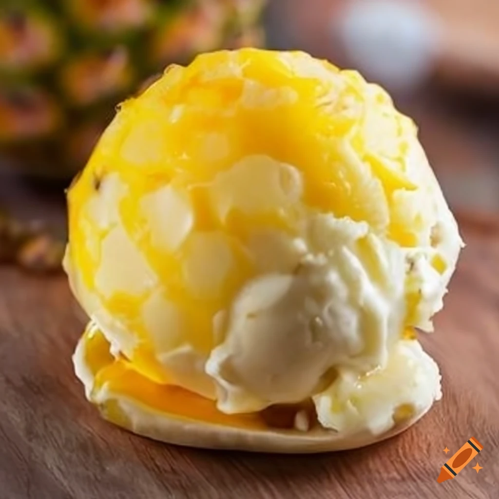 Pineapple flavored ice cream ball on Craiyon