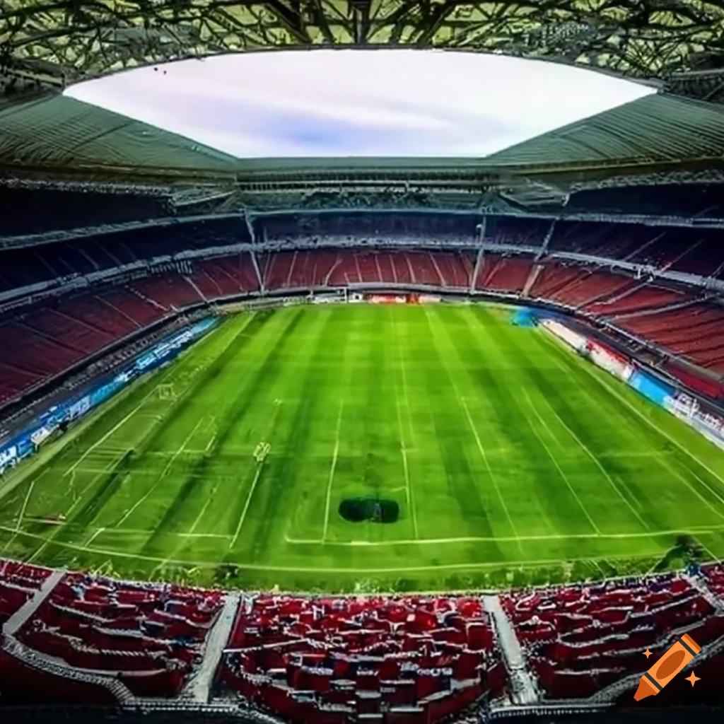 Aerial view of a rugby stadium on Craiyon