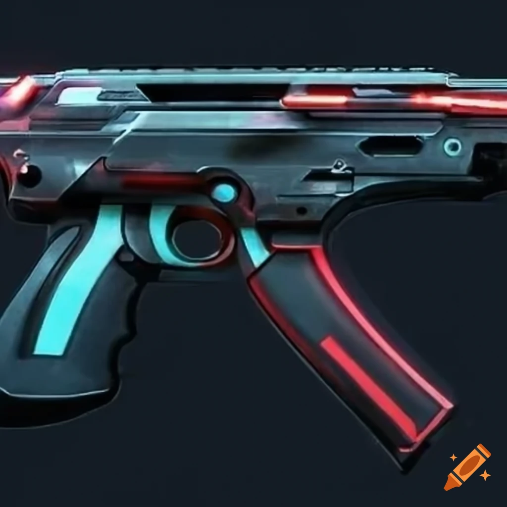 Futuristic cybernetic pistol weapon technology on Craiyon