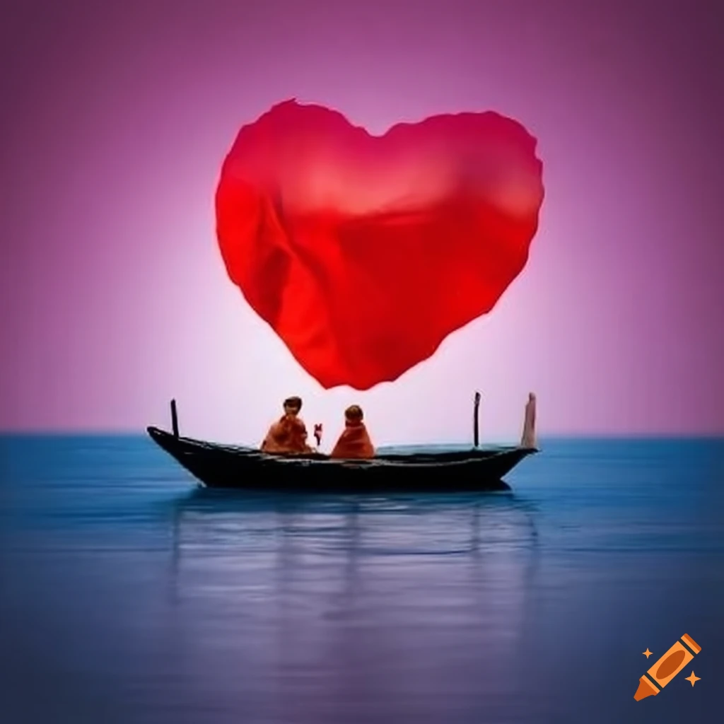 Boat with a heart flag on Craiyon