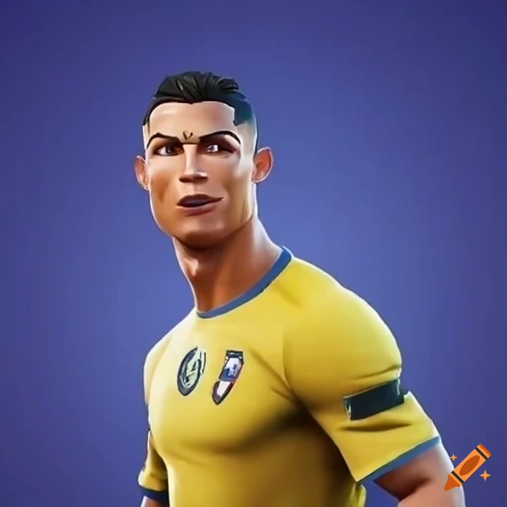 Ronaldo in fortnite wearing al nasr jersey on Craiyon