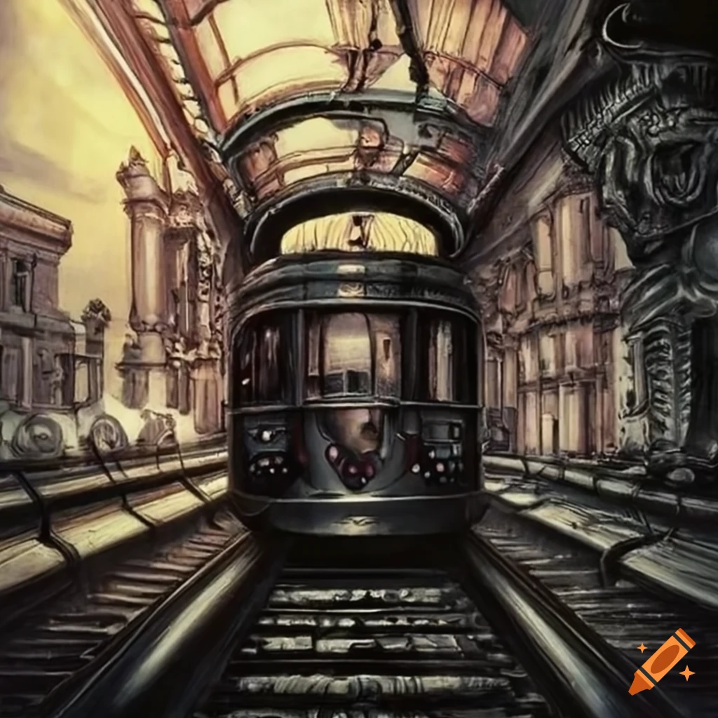 Tram by h.r. giger on Craiyon