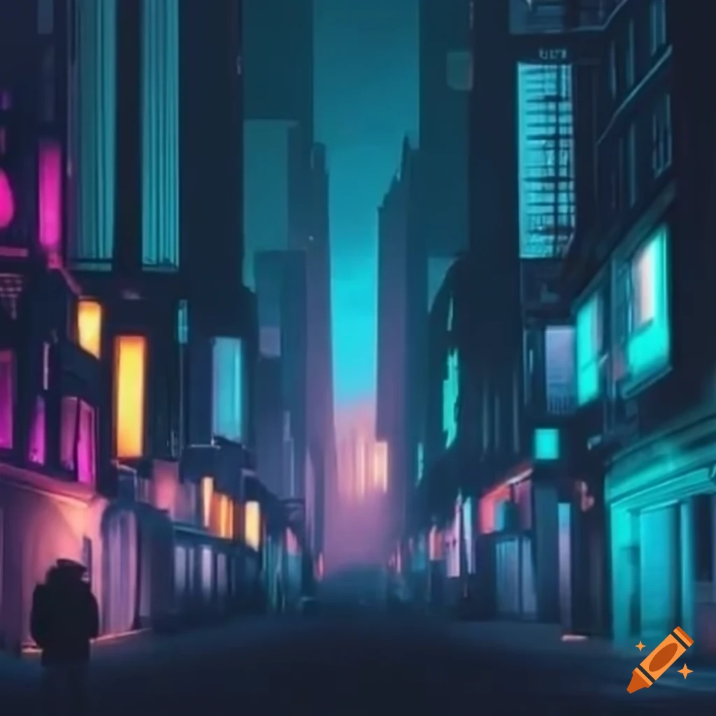 City with a vibe reminiscent of the song Faded by Alan Walker on Craiyon