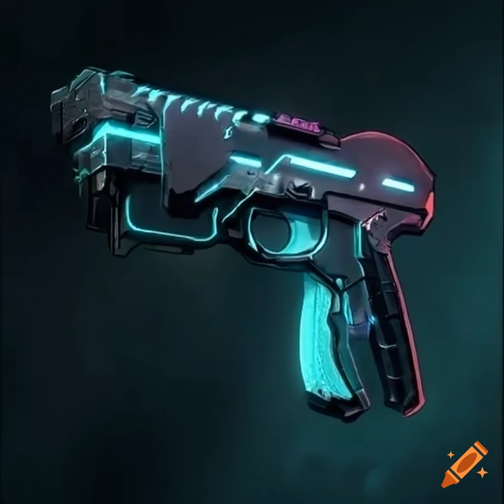 Futuristic pistol cybernetics technology concept on Craiyon