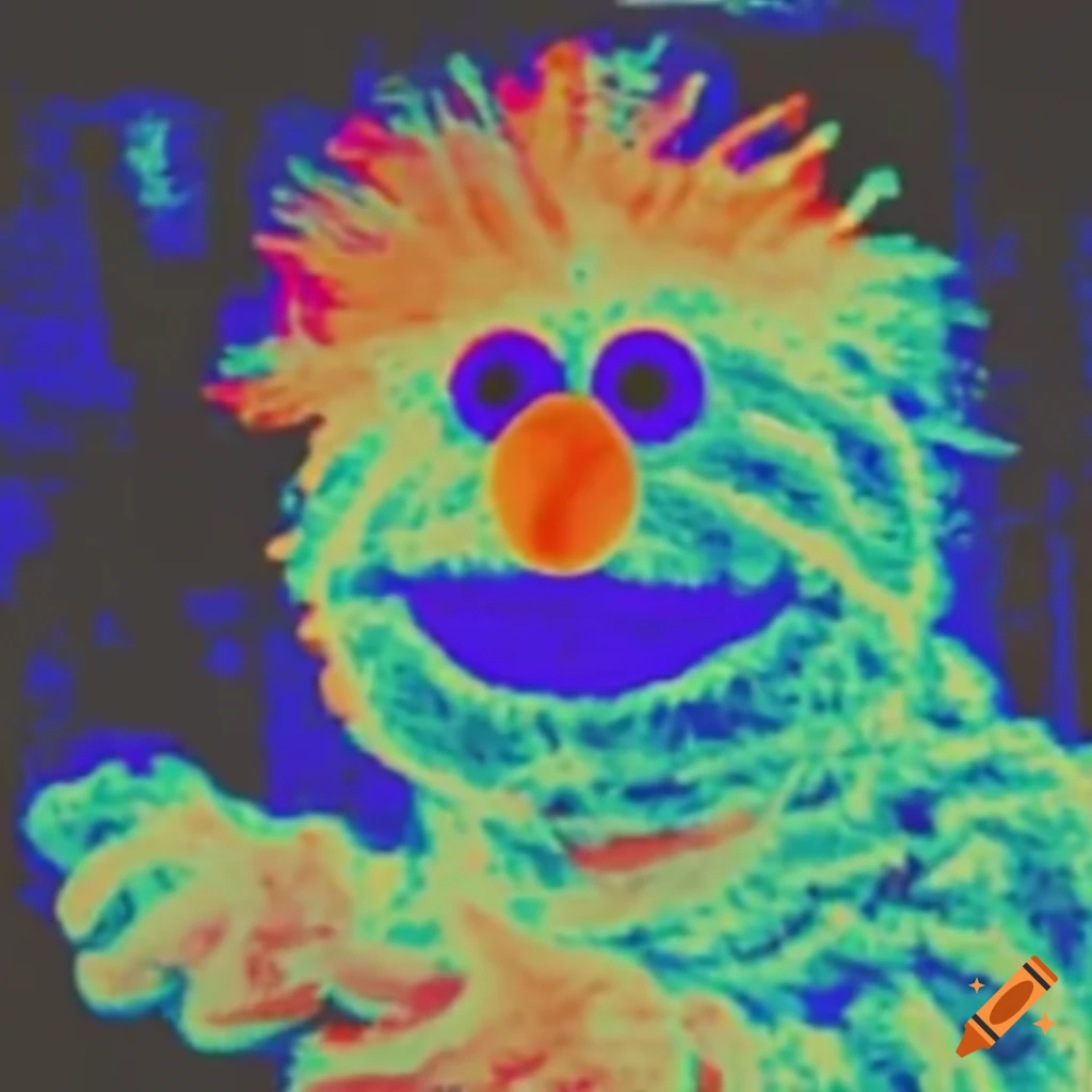 Sesame street captured in thermal imaging on Craiyon