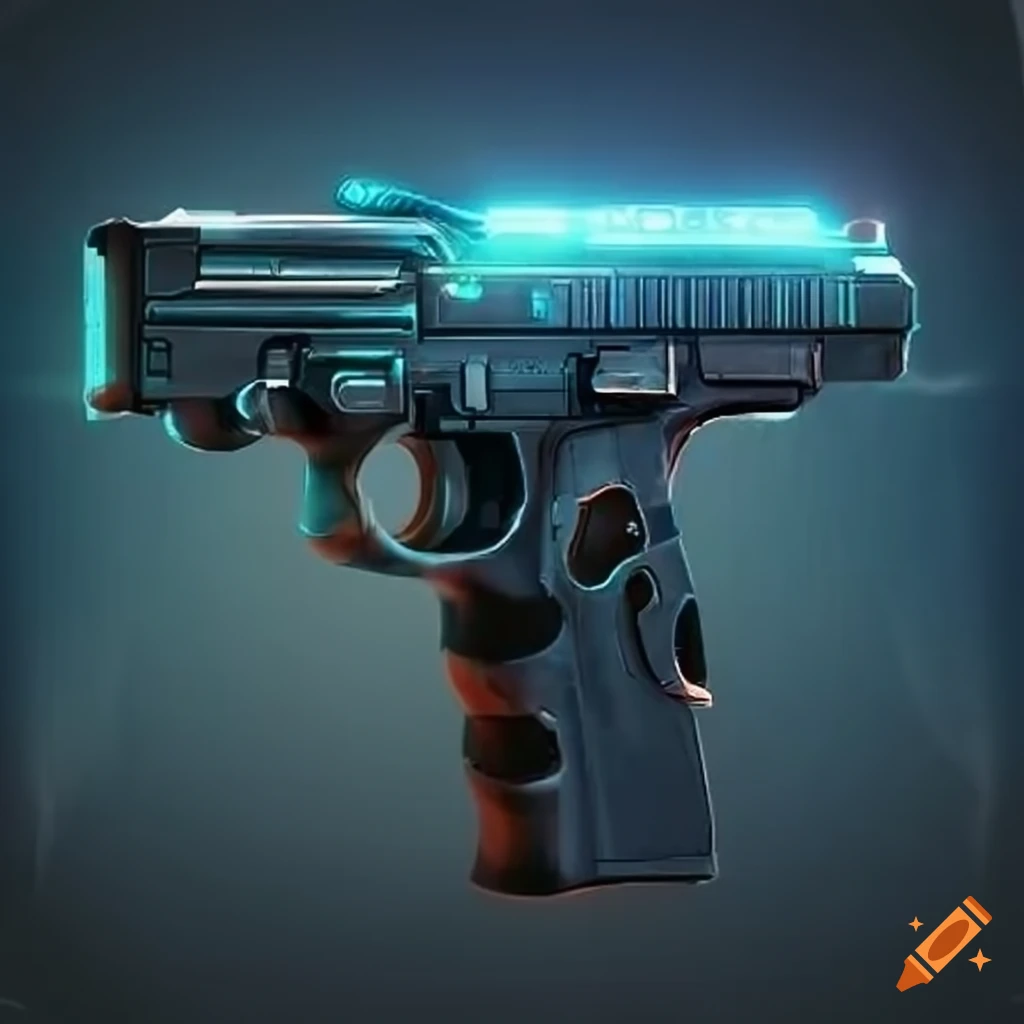 Futuristic cybernetic pistol weapon technology on Craiyon