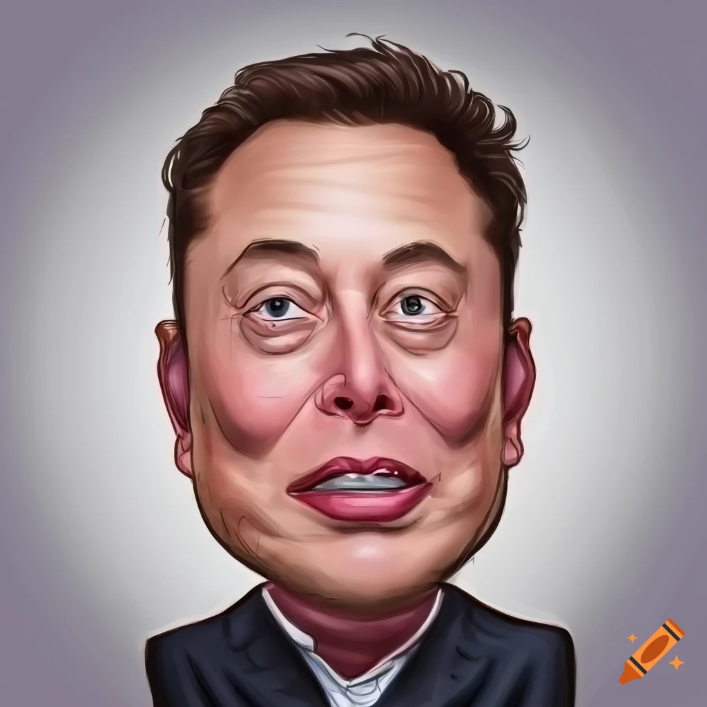 Caricature of elon musk in a cartoon-style portrait on Craiyon