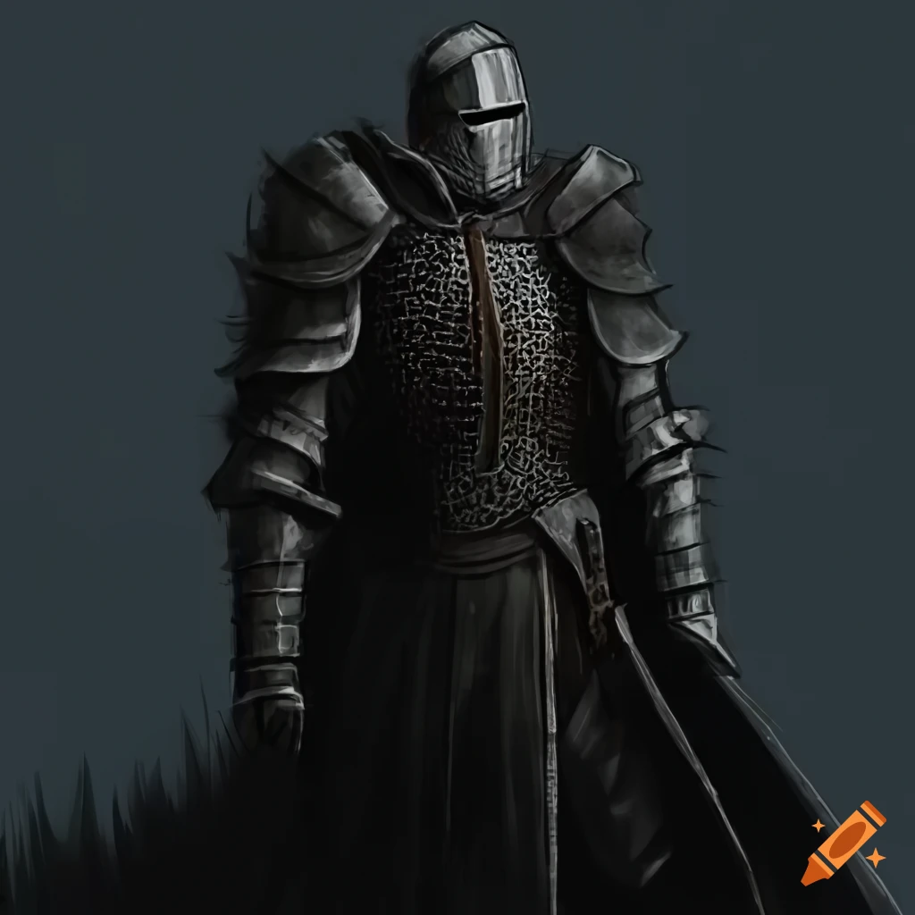 Dull grey dreary knight on Craiyon