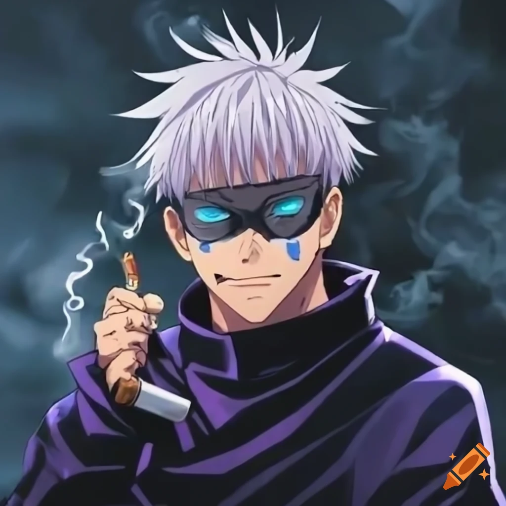 Gojo satoru character from jujutsu kaisen smoking a cigar on Craiyon
