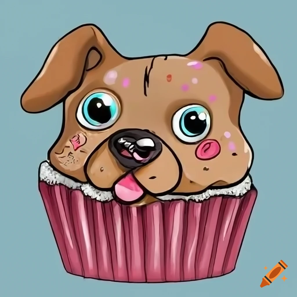 Cute puppy cupcake in a cartoon style on Craiyon