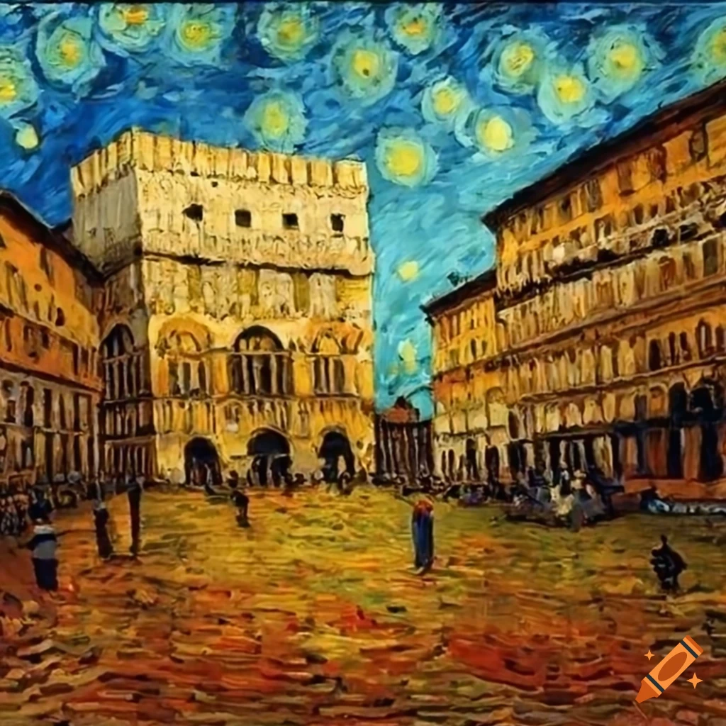 Perugia's square painting inspired by van gogh on Craiyon