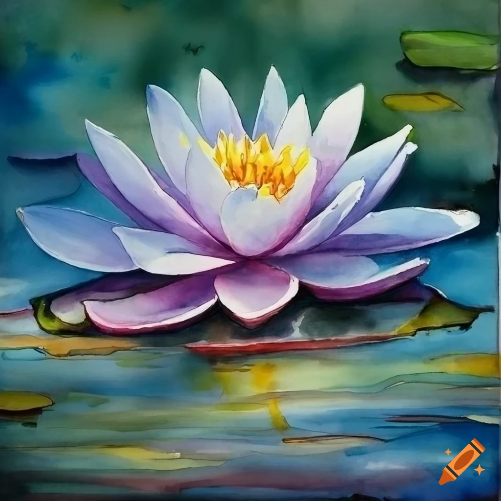 Watercolour painting of a water lily on Craiyon