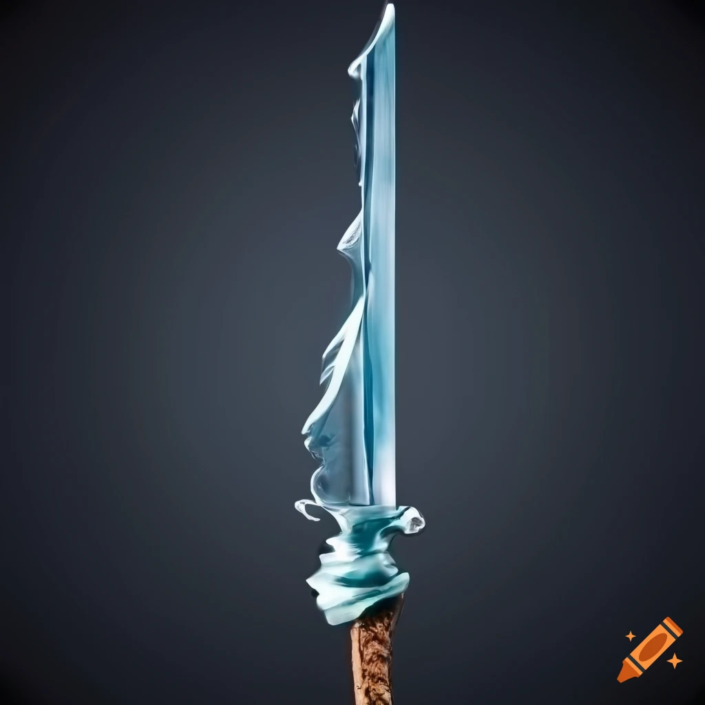 Jagged glass sword on black background on Craiyon