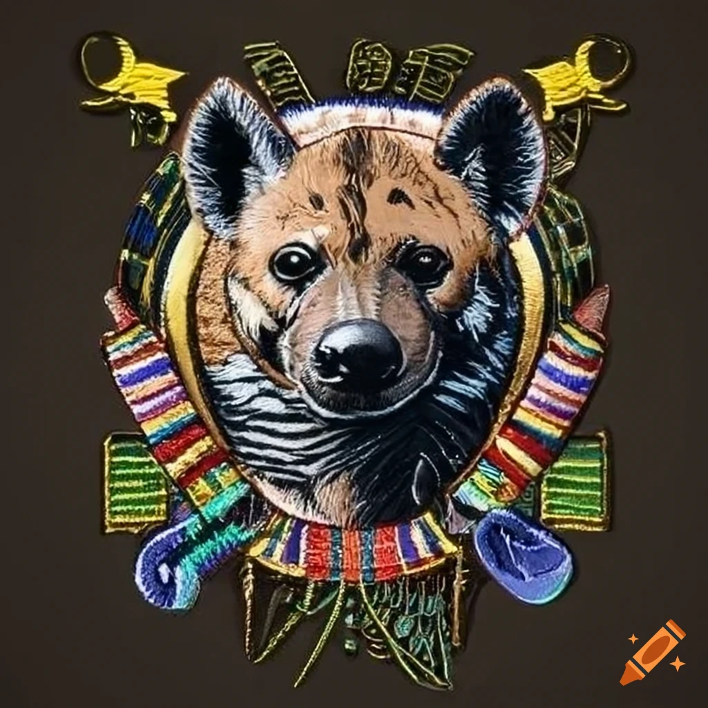 Hyena with egyptian accessories patch on Craiyon