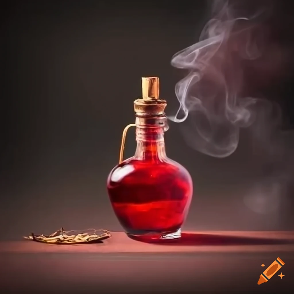 Captivating Harry Potter-like potion setup with red elixir in antique ...