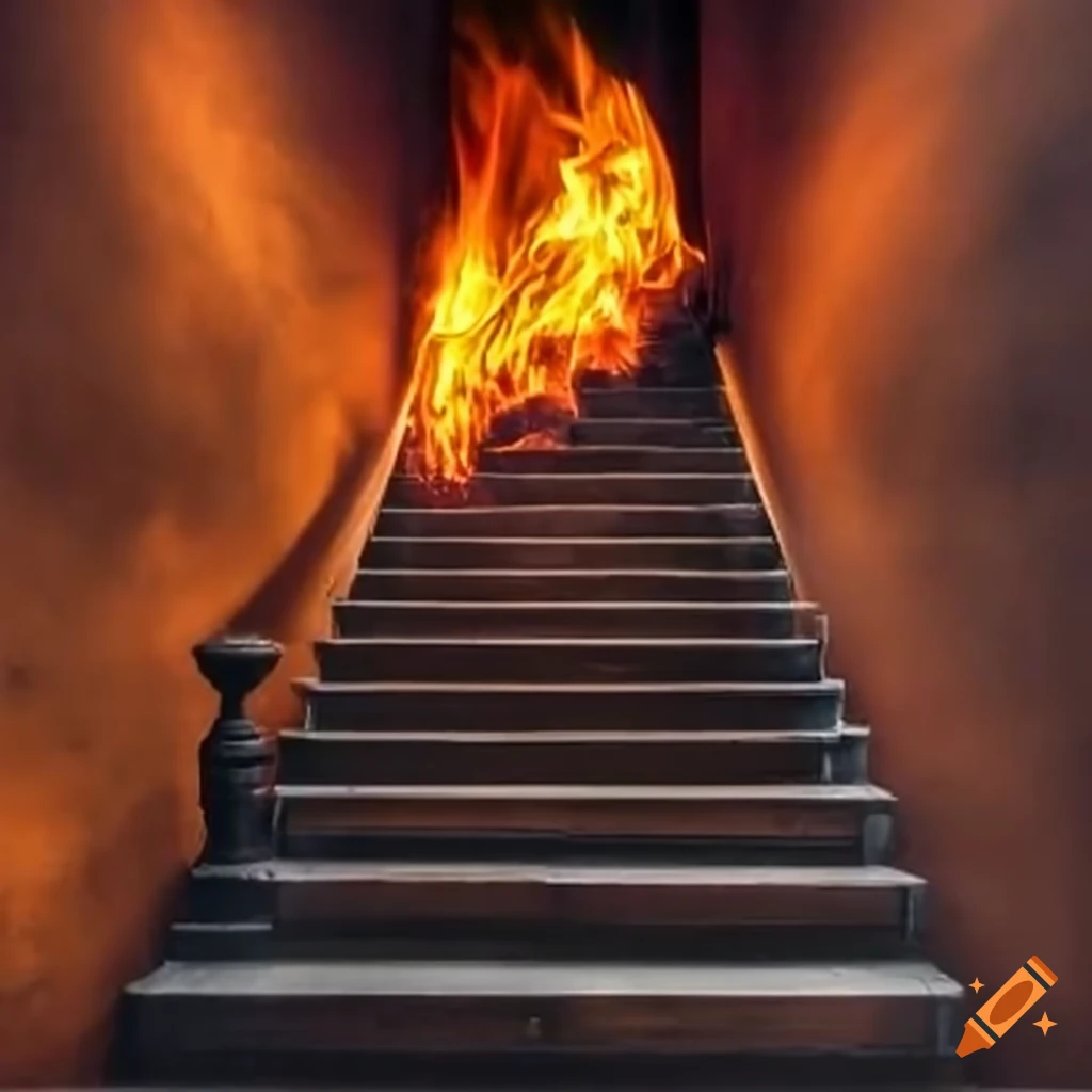 Fire on stairs on Craiyon