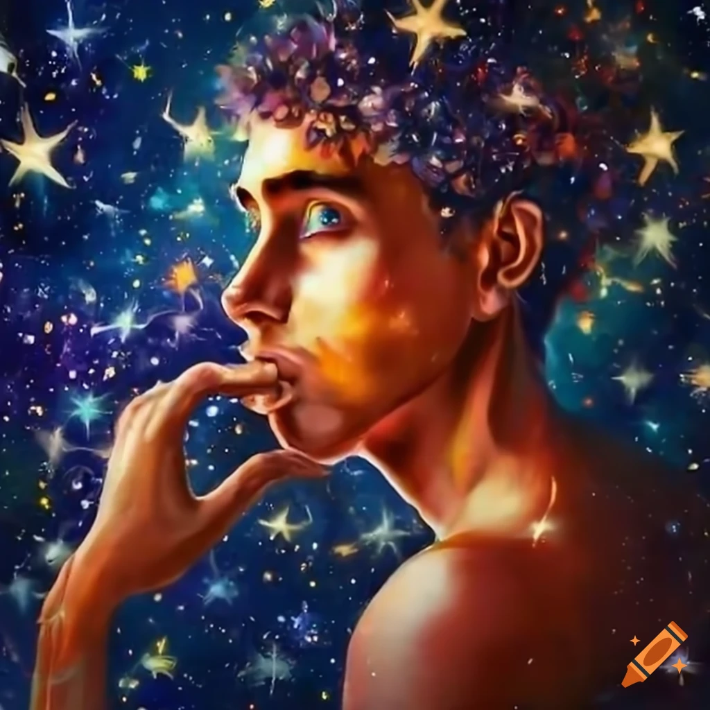 Human man made of stars on Craiyon