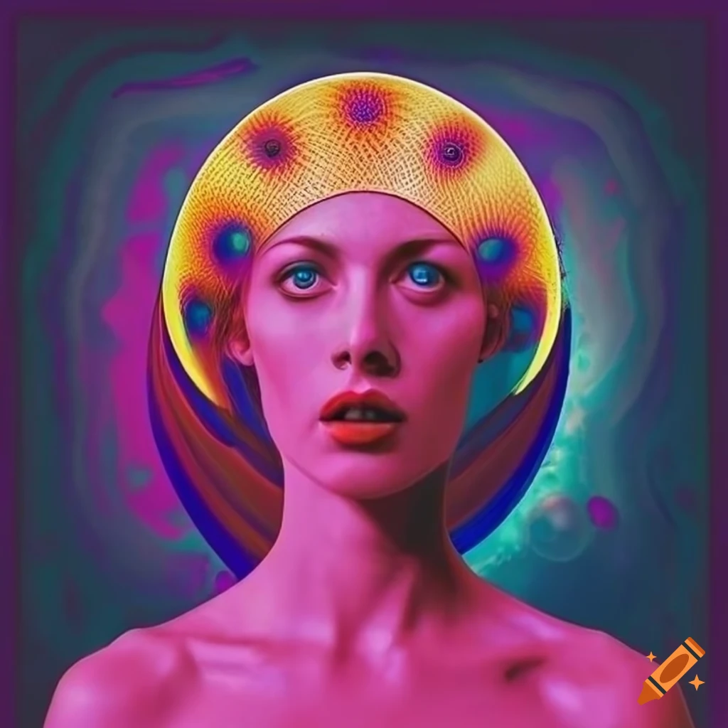 Futuristic psychedelic gaian woman in 1970's progressive rock album ...