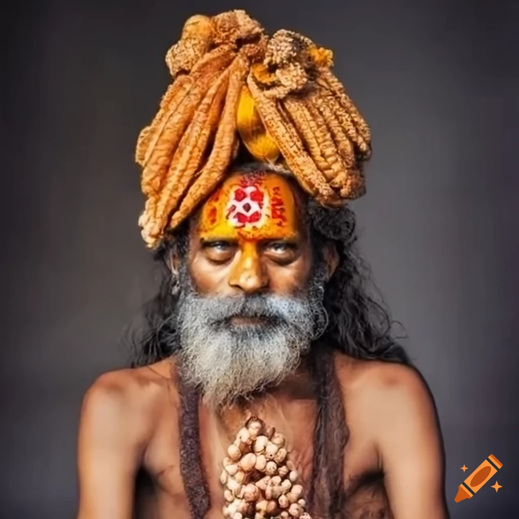 High fidelity photo of sadhu with artistic lights on Craiyon