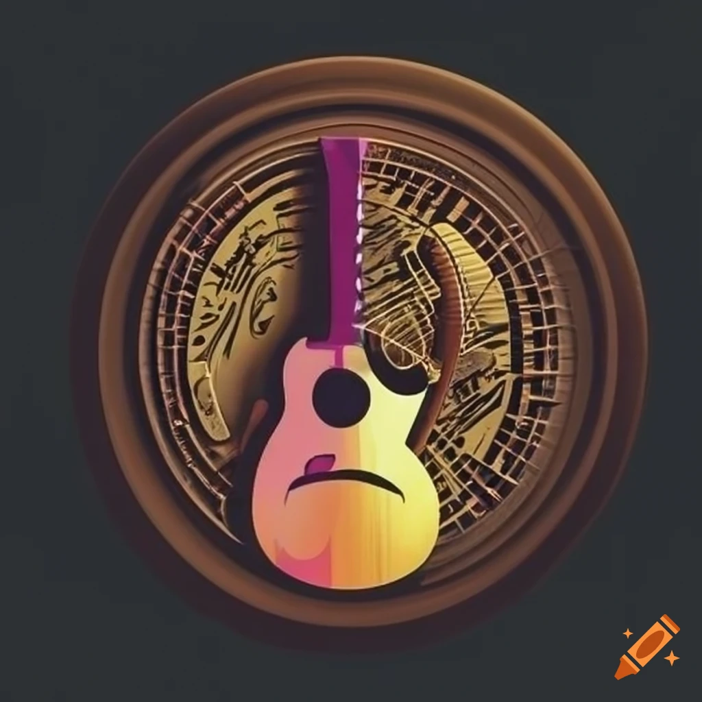 Coin with guitar and music note design on Craiyon